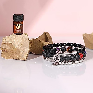 SYJUAN Coolest Mindfulness Yoga Gifts 7 Chakra Bracelet Multi Layer Worry Stone for Anxiety Aromatherapy Diffuser Reiki Meditation Gifts for Women