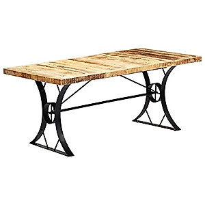 Tidyard Dining Table 70.9 x 35.4 x 29.9 Inch Solid Mango Wood Wooden Dinner Table for Kitchen, Bistro, Home Furniture