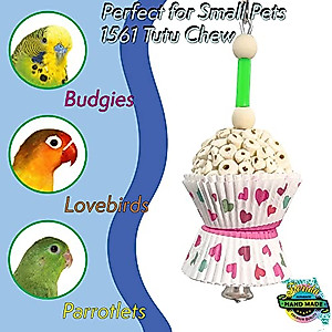 Mandarin Bird Toys by M&M 1562 Tutu Chew Two - Handcrafted Foraging Avairy Toy, All Natural Air Dried Sola Wood Ball, Bakery Grade Cup Cake Cups, Easy to Shred Great for Small Size Pet Birds
