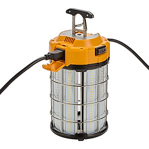 Maxxima High Bay LED Temporary Work Light Fixture - 150 Watt 1800 Lumens, Daylight 5000K, IP65, Linkable, Stainless Steel Cage Guard, Easy Latch to Mount, Plug in with Surge Protection