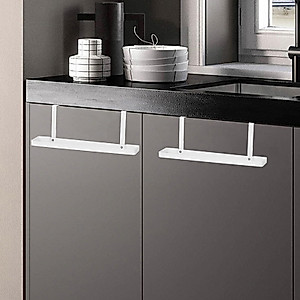 FYY Cabinet Towel Holder Rack - 2 Pack Collapsible Folding Over Cabinet Towel Bars, Heavy Duty Kitchen Dish/Hand Towel Holder for Over Cabinet Cupboard Doors White