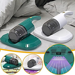 Nsxcdh Bed Vacuum Cleaner, Handheld Deep Mattress Vacuum Cleaner with 6,000 Per Minute Agitation & 2 Modes, Washable Filter, Clean for Bedding Carpet Sofa (Green White)