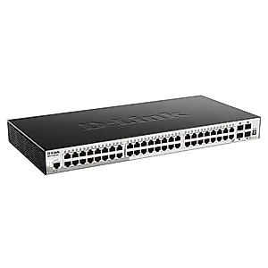 D-Link 52-Port Gigabit Stackable Smart Managed Switch with 10G Uplinks | 48 Gigabit Ports + 4 10GbE SFP+ Ports| L2+/L3 Lite |VLANs |Web Managed |Surveillance Mode |NDAA Compliant (DGS-1510-52X)