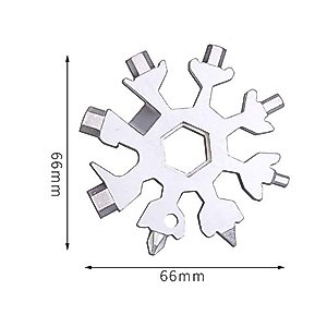 Acxico 3Pcs 18 In 1 Stainless Tool MultiTool Portable Snowflake Shape Key Chain Screwdriver