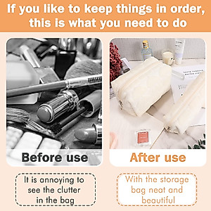 Small Makeup Bag for Purse Fuzzy Makeup Pouch Cute Cosmetic Bag Aesthetic Pencil Case for Women Travel Toiletry Bag Plush Makeup Bag Makeup Brushes Storage Bag Zipper Pouches for Organizing (White)