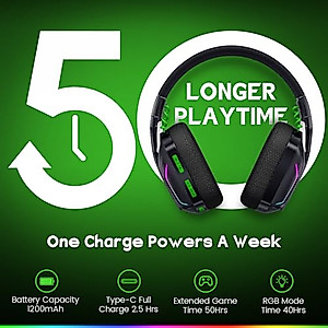 WESEARY 7.1 Wireless Gaming Headset with Microphone for PS4, PS5, PC, Switch, Mac, 2.4GHz Bluetooth Gaming Headphones with Crystal-Clear Mic, 50Hr Battery, Cool RGB