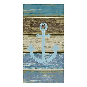 Zadaling Nautical Anchor Teal Wood Grain Kitchen Towels, 18x28 Inches Soft Dish Cloth,Cotton Tea Towels/Bar Towels/Hand Towels for Bathroom(1 Pack)