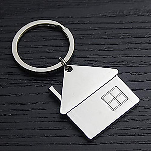 IKAAR Key Cahin Cute Cartoon House with Window keychain Mental Keyring for Men and Women Gift Silver