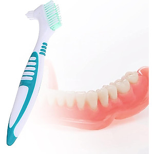 Jowxsx Premium Denture Cleaning Brush Set with Multi-Layered Bristles & Ergonomic Rubber Handle, Portable Denture Double Sided Brush for False Teeth Cleaning Brush Multiple Layers of bristles Orange