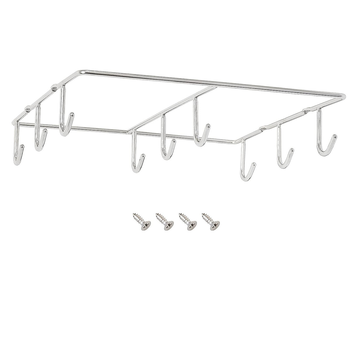 CUKE2BEET Coffee Cup Hooks Under Cabinet, Stainless Steel 9 Hooks Hanging Mug Rack Mug Holder Under Shelf for Kitchen