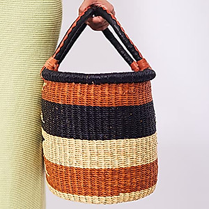 Handwoven African Grass Basket, Oval Style- flat bottom with 2 handles Fair Trade