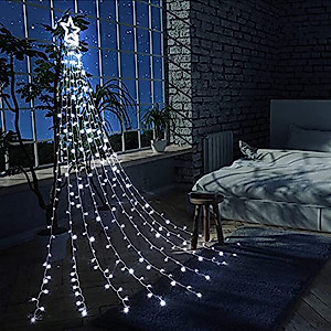 2 Packs 72ft 200 LED 8 Modes Solar Christmas String Lights & 317 LED 10ft X 9 Outdoor Christmas Decorations Lights with 12" Topper Star