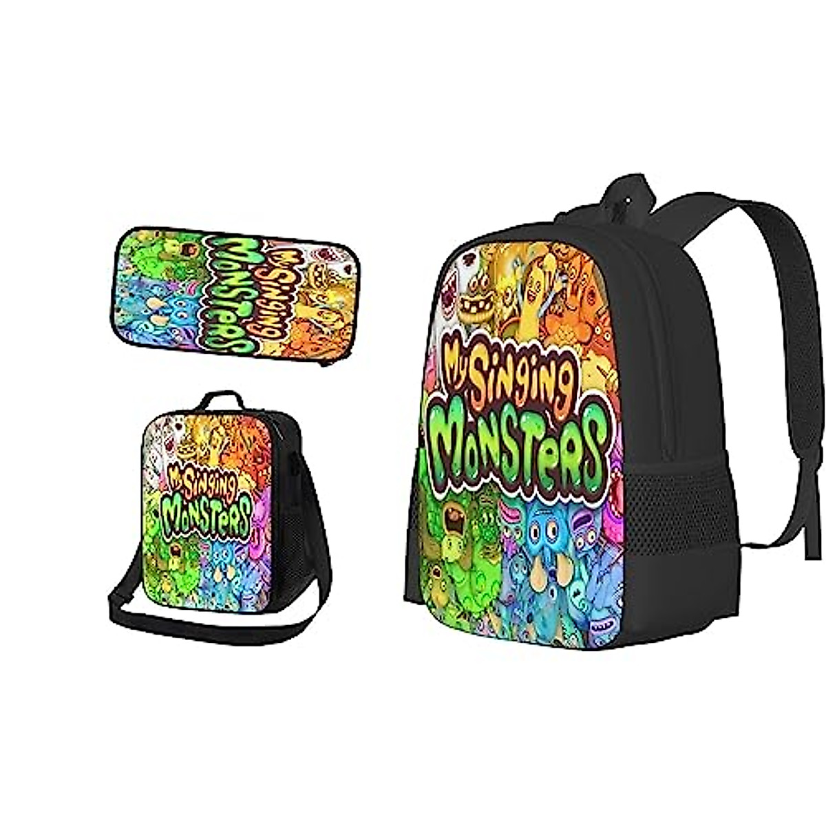 Fleiyd Cartoon Game 3 Piece Backpack Casual Lightweight Travel Bag With Pencil Case Lunch Bag Backpack Combo Unisex