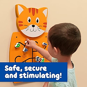 SPARK & WOW Cat Activity Wall Panel - Ages 18m+ - Montessori Sensory Wall Toy - Number Matching Activity - Busy Board - Toddler Room Décor