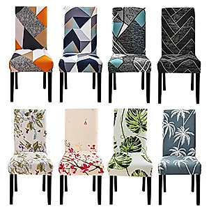 Spandex Geometry Chair Cover Dining Elastic Chair Covers Spandex Stretch Elastic Office Chair Case Anti-Dirty Removable E16 2 pcs