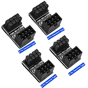 SinLoon ATX 8Pin Female to 8pin Male 180 Degree Angled Adapter for Desktops Graphics Card 4 Pack (8Pin)