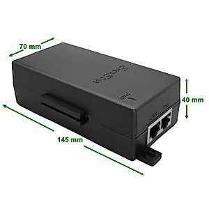 EverStar iPoE-65W55GDM Gigabit | 18-36V DC in | 55VDC/1.18A 65W PoE++ Out | DC-DC Converter + Passive Mode A&B Solar PoE++ Injector for AirFiber AF-24_24HD_5/5U_11FX, AXIS Cameras | Black