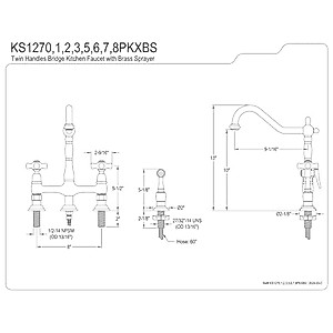 Kingston Brass KS1278PKXBS Duchess 8 inch Centerset Kitchen Faucet with Brass Sprayer, 8-3/4 inch In Spout Reach, Brushed Nickel
