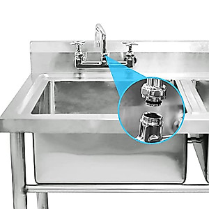 Launceter 12 Inch Swivel Spout for Commercial Faucet, Chrome Polished 360° Swing Spout, 2.2 GPM Stainless Steel Add-on Spout for All Brand Commercial Kitchen Sink Faucets (M25*1.25mm)