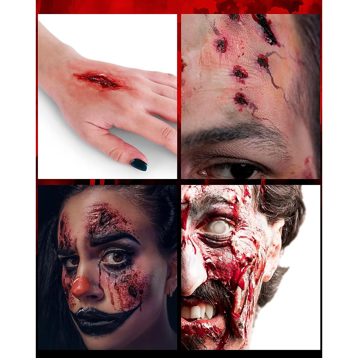 Roizefar Halloween SFX Makeup Kit,8 Colors Professional Special Effect Face Body Paint Palette with Scar Wax,Fake Blood Cream with Brushes,Spatula Tool,Stipple Sponge for Christmas Gifts,Cosplay