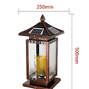 KLFJFD Solar Lights Outdoor,Chinese Style Solar Wall Lamp Outdoor LED Column Head Light Creative Outdoor Waterproof Column Light,for Home Garden