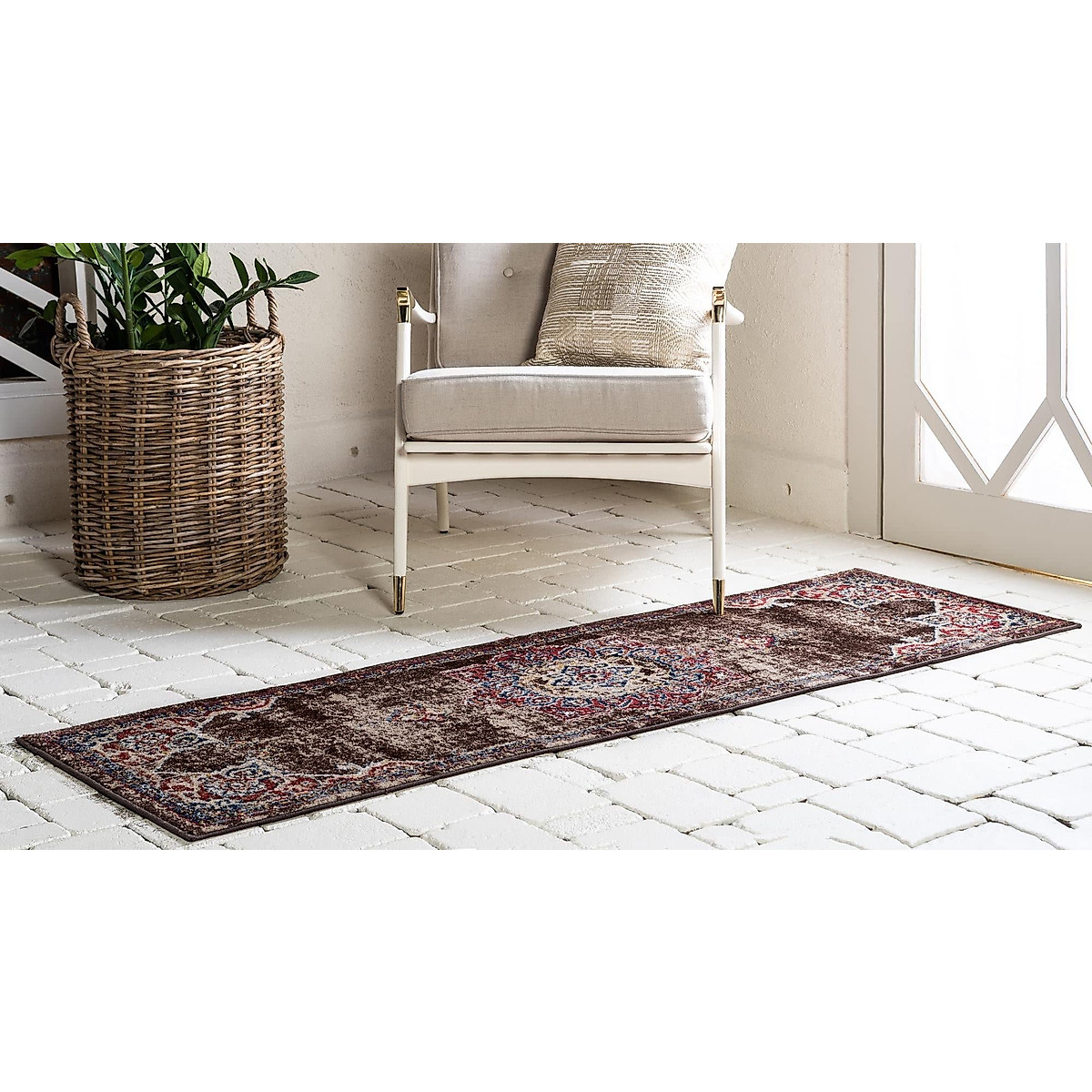 Rugs.com Eden Collection Rug – 6 Ft Runner Chocolate Brown Medium Rug Perfect for Hallways, Entryways