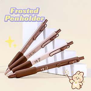 Jisomin Retractable Quick Dry Ink Pens, Comfortable Writing Pens, 0.5mm Fine Point Black Ink, Perfect for Office School Supplies Gifts for Boys Girls, Pack of 4pcs (Coffee)