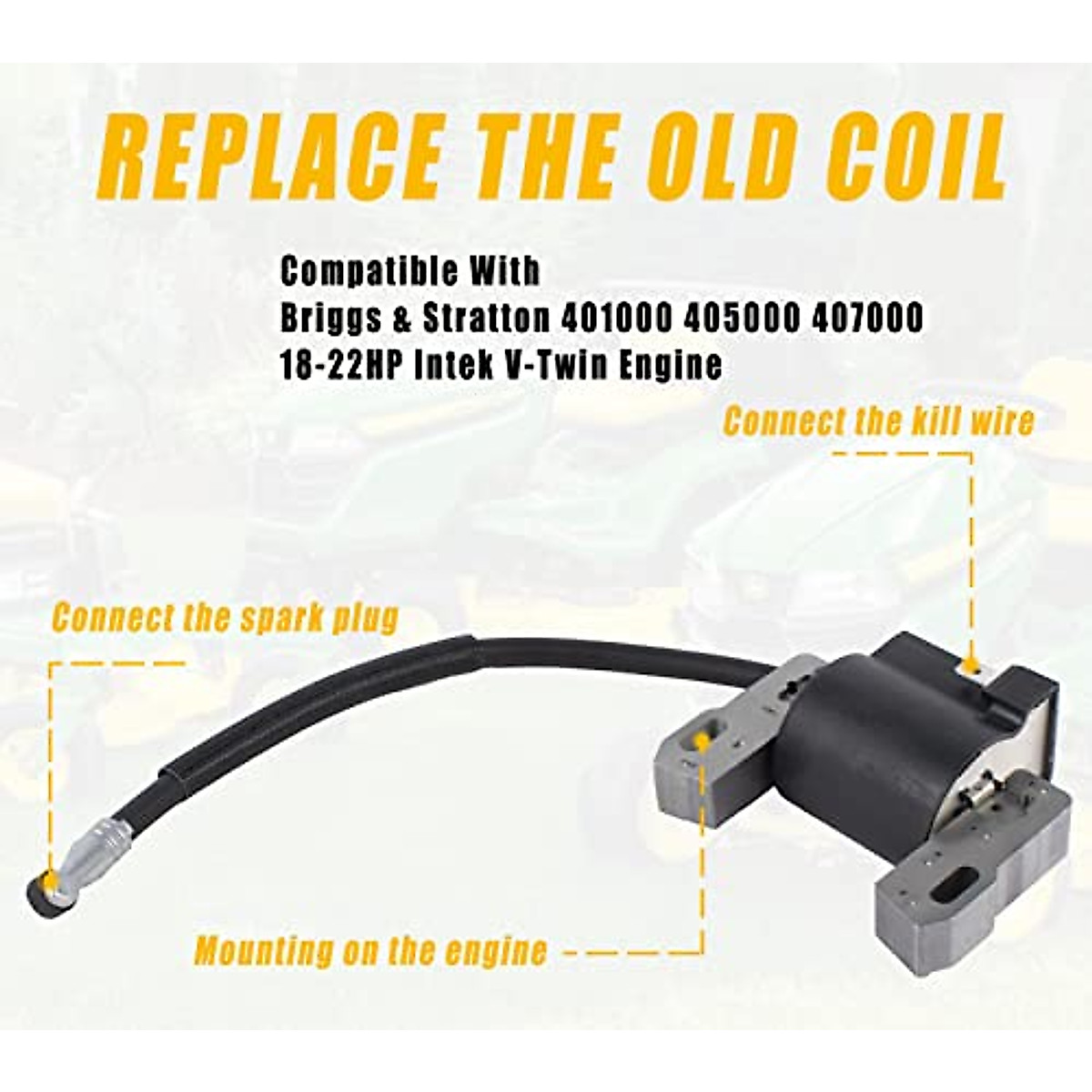 Boine 592846 799651 Ignition Coil Compatible with Briggs and Stratton Intek V-Twin 18-22HP Engine, Replaces 691060 401577（2Pcs)