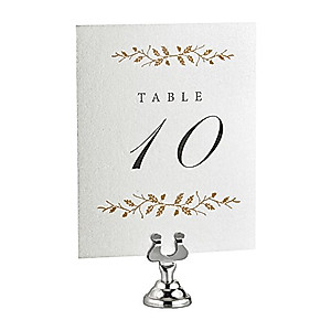 Alpine Industries Place Card Holder - Harp Style Table Name Place Card Holder- Tabletop Number, Photo, and Menu Stand - Great for Restaurants, Weddings Banquets - Silver (Pack of 12)