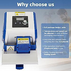 Heat Sealer Machine,Bag Sealer,Continuous Roller Sealer Temperature Control（0-200℃）Fastest Speed Reach 6 Meters Per Minute,Suitable for Small Factories, Warehouses, Shops, and Home Kitchens