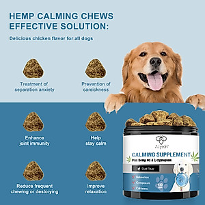 Dogs Calming Chews, Dog Treats Anti Anxiety Relief Dog Chill Pill Bites, Hemp Calm Care, Fireworks Travel Sleep Aggression Separation Pain Ease, Dog Anxiety Grooming Pets Supplements Relaxer Calm Aid