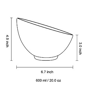 TOSSOW Glass Slant Cut Bowl Set of 2 Clear Glass Fruit Bowl 600ml/20oz Big Mixing Bowl All Purpose Round Serving Bowl Great for Serving Salad Popcorn Dips Condiments Snack Oatmeal and More
