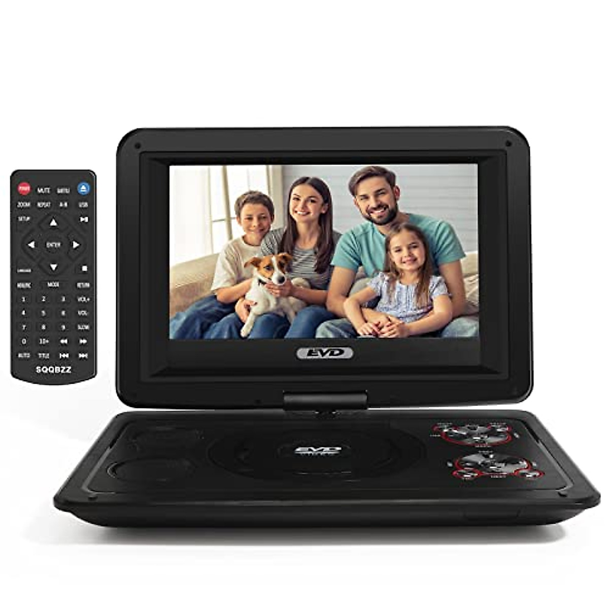 SQQBZZ 12.5" Portable DVD Player with 10.5" Swivel Screen, High Volume Speaker，Black