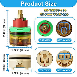 Replacement 95-152/95-154 Shower Cartridge Assembly, Compatible with G0095154, GS-105 for Gerber Safetemp II Single Handle Tub and Shower Faucet Valves