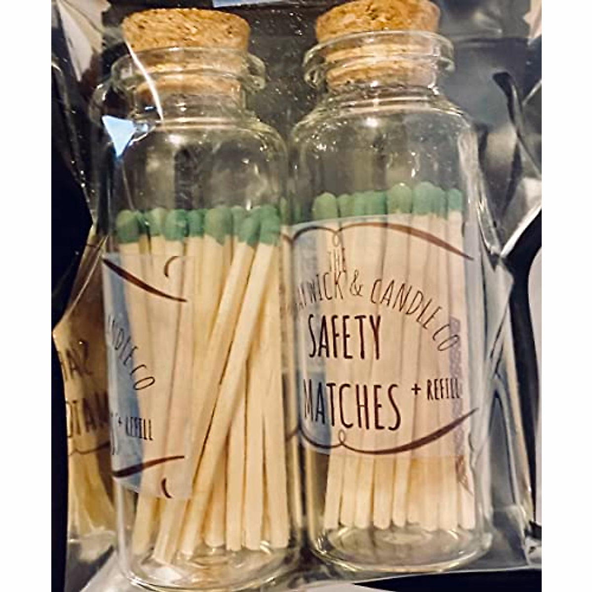 APOTHECARY SAFETY MATCH TWIN PACK W/REUSABLE (40ML) GLASS VIAL(2) WITH CORK LID, 25CT GO GREEN PER VIAL(50)+25CT REFILL=75CT TOTAL