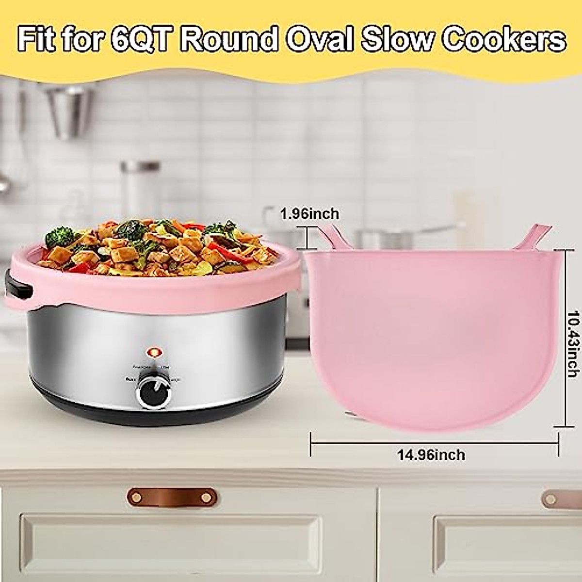 KAKALGAME 3 Pack Slow Cooker Liners,Reusable Silicone Slow Cooker Liners,Compatible with Crockpot 6-8 Quarts Oval or Round Pots - Safe Food Grade Silicone, Heat-resistant, Leakproof and Dishwasher