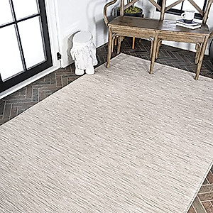 JONATHAN Y TSN100E-5 Ethan Modern Flatweave Solid -Indoor/Outdoor Area Rug, Casual, Contemporary, Coastal Easy-Cleaning,Bedroom,Kitchen,Backyard,Patio,Non Shedding, Light Gray, 5 X 8