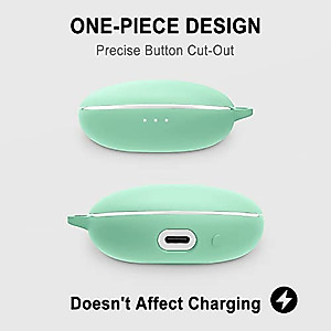 Geiomoo Silicone Case Compatible with Anker Soundcore Liberty 3 Pro, Protective Cover with Carabiner (Luminous Green Blue)