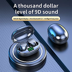 Ganfancp Bluetooth 5.3 Earbuds,in Ear Headphones,Touch-Control Waterproof Sport Earphones with Display Charge Case,Deep Bass for Sports Game,Christmas Earphones Gift