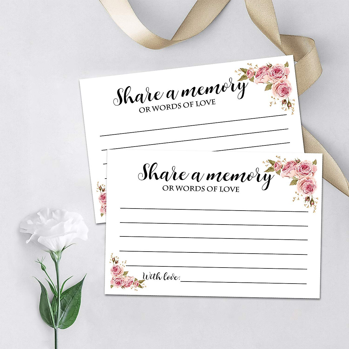 Giftideaworkshop 50 Floral Share A Memory Cards for Celebration of Life Birthday Anniversary Memorial Funeral Graduation Bridal Shower Game, Guest Book Ideas, and Alternatives.4x6 Inches