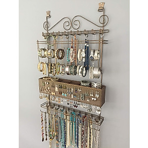 Longstem Organizers Over the Door, Wall Jewelry Organizer #7100 in Bronze, Holds Over 300 Pieces