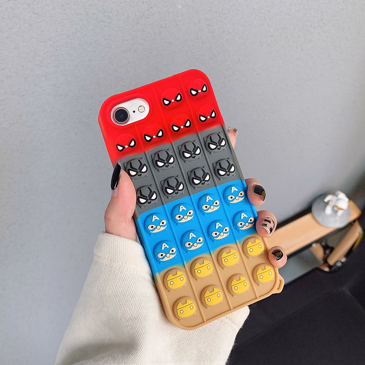 SKYINDAY Pop Bubble Wrap for iPhone 6/6S/7/8/SE 2020 4.7" Case for Girls Boys Kids Teens, Unique Fashion Fidget Cool Funny Kawaii Cute Color Bubble Phone Soft Silicone Case