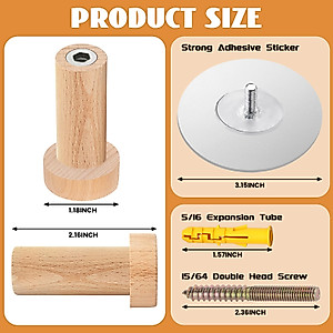 TOINSIX 6 Pcs Wood Wall Hooks – Decorative Wooden Hooks for Wall Mount, Unique Boho Wooden Pegs Bag Hangers, Entryway Hat Hooks for Hanging Towel, Coat, Cap, Backpack (Beech Wood)