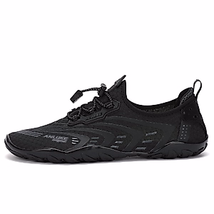 ANLUKE Mens Womens Water Shoes Swim Shoes Aqua Shoes Barefoot Quick-Dry Beach Surf Water Sports Shoes AllBlack 44