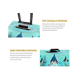 Wondertify Fish Coral Reefs Travel Suitcase Protector Sea Diversity Habitats Washable Elastic Luggage Cover With Concealed Zipper Fits 18-21 Inch Blue Red