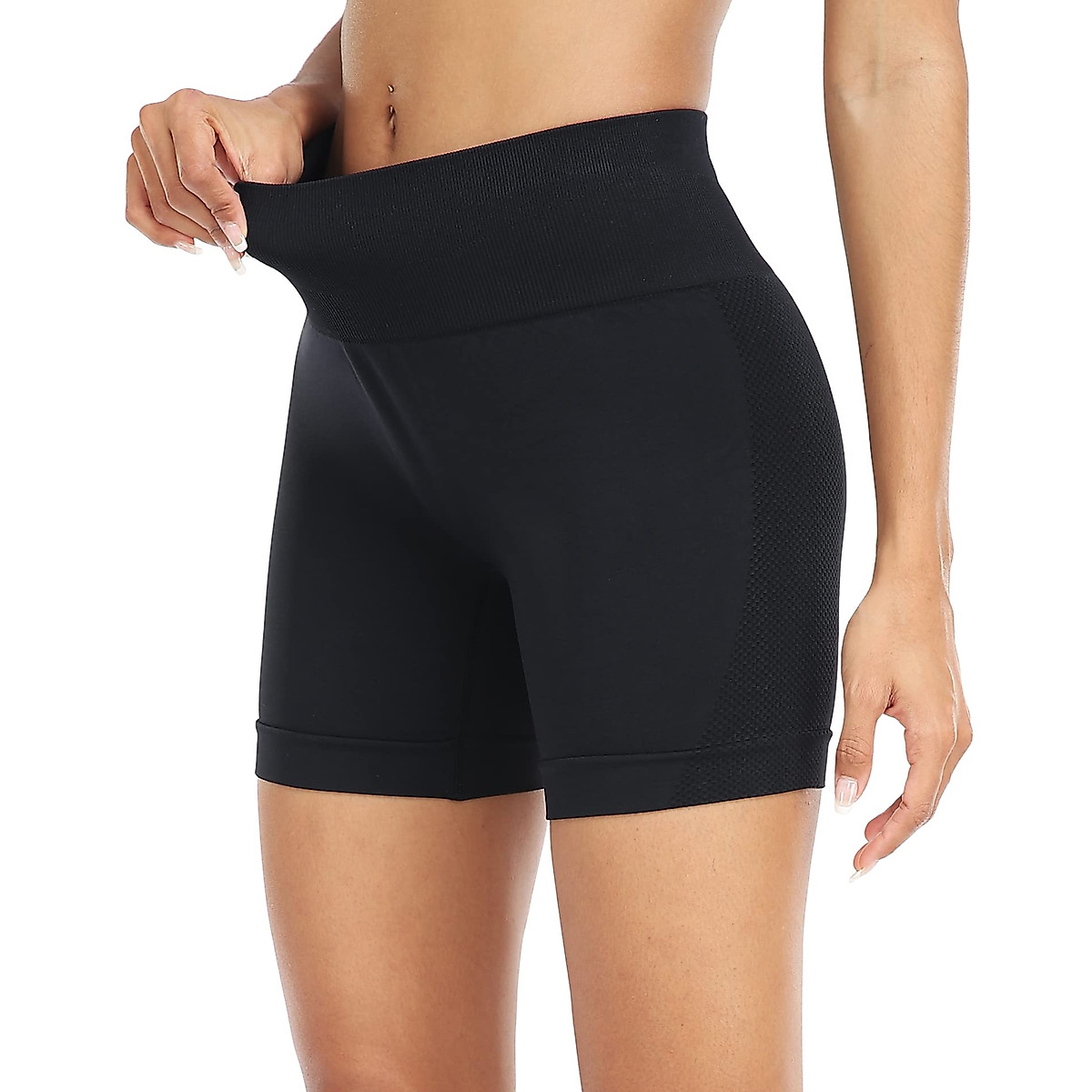 SALSPOR Workout Shorts Women, High Waist Seamless Gym Spandex Shorts(A,Black,M)