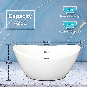 GlowSol 42 OZ Soup Bowls Set of 4, White Ceramic Bowls for Soup Salad Fruits Pasta Popcorn, Porcelain Cereal Bowls Salad Bowl Microwave, Dishwasher and Oven Safe