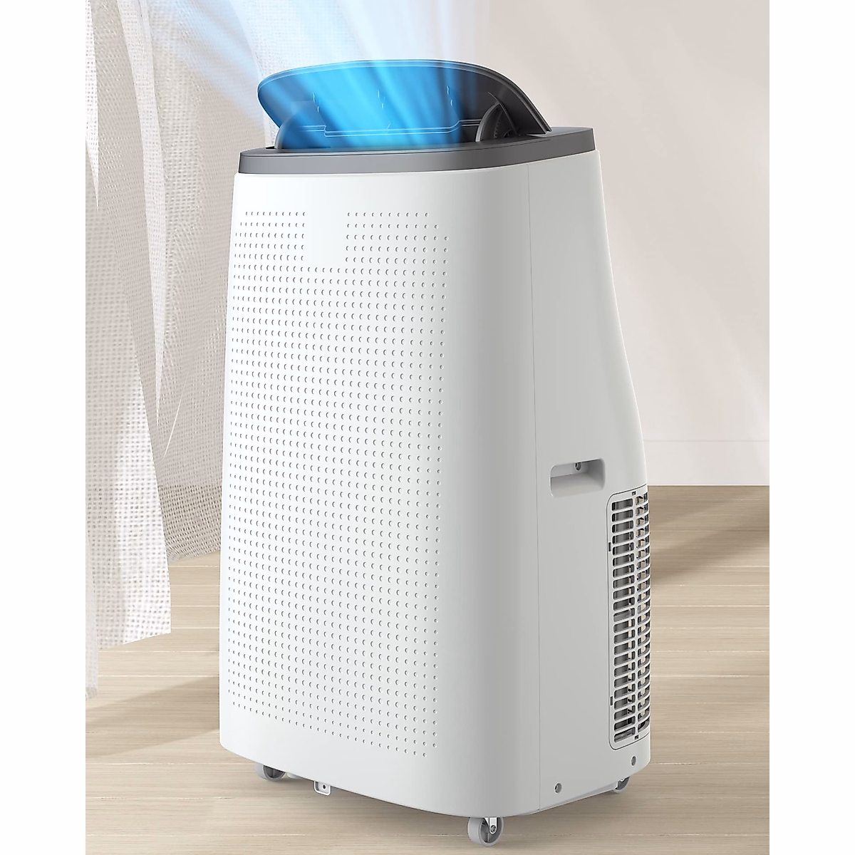 DEXSO Portable Air Conditioner 14,000BTUs, A/C for Rooms up to 750 Sq. Ft, Built-in Dehumidifier, Fan, and Sleep Mode, Includes Remote Control, Reusable Filter, and Window Kits