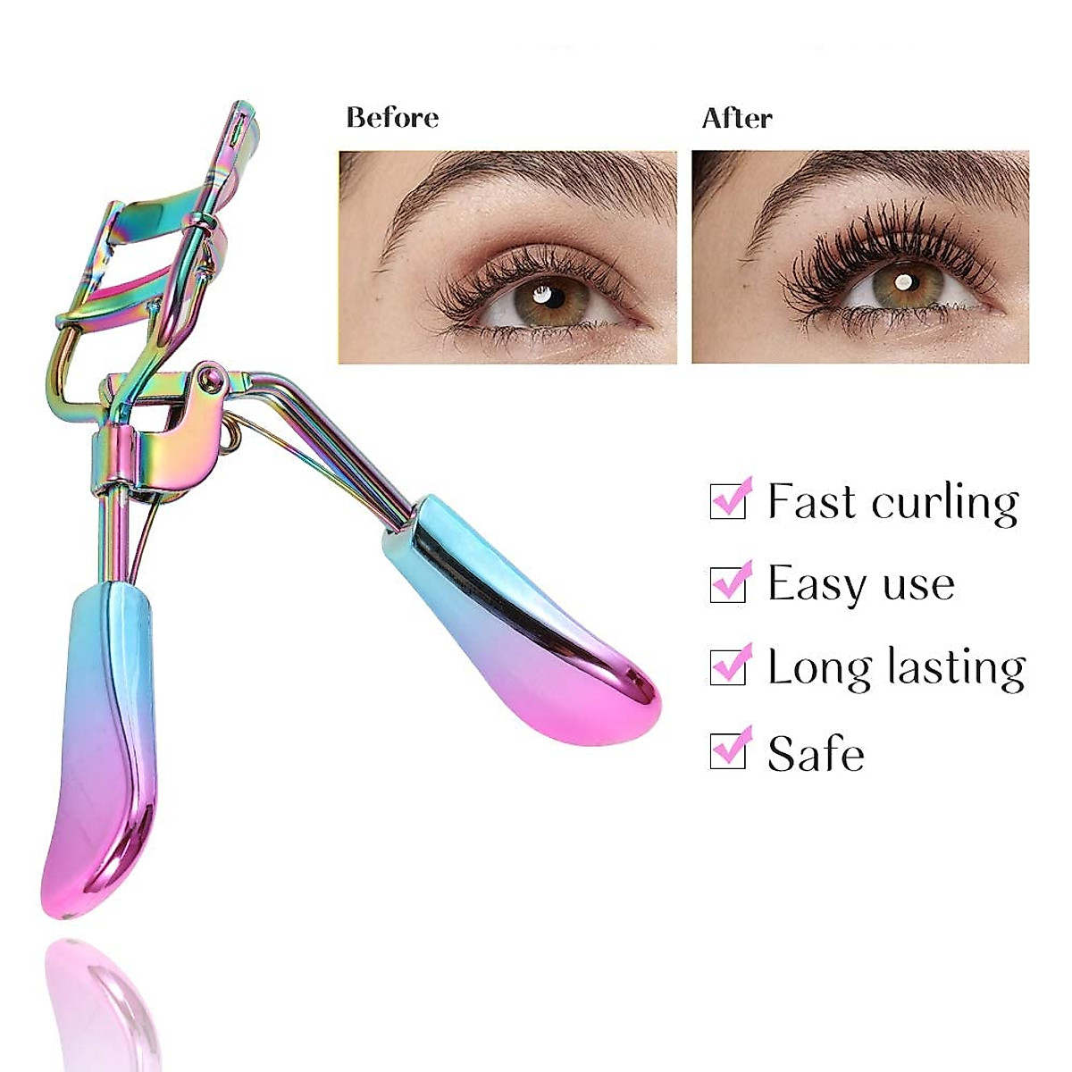 SinPinEra Eyelash Curler with 2 Advanced Silicone Refill Pads & Fits All Eye Shapes - Start a Beautiful Story Now! (Multi-Colored)