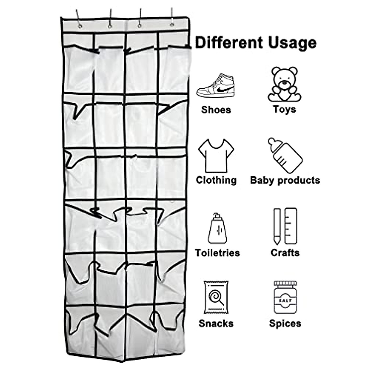 SIEHAM Over the door shoe organizer 24 mesh pockets hanging shoe storage shoe rack for closet entryway bedroom bathroom storage room shoe rack (White fine mesh) (White fine mesh)